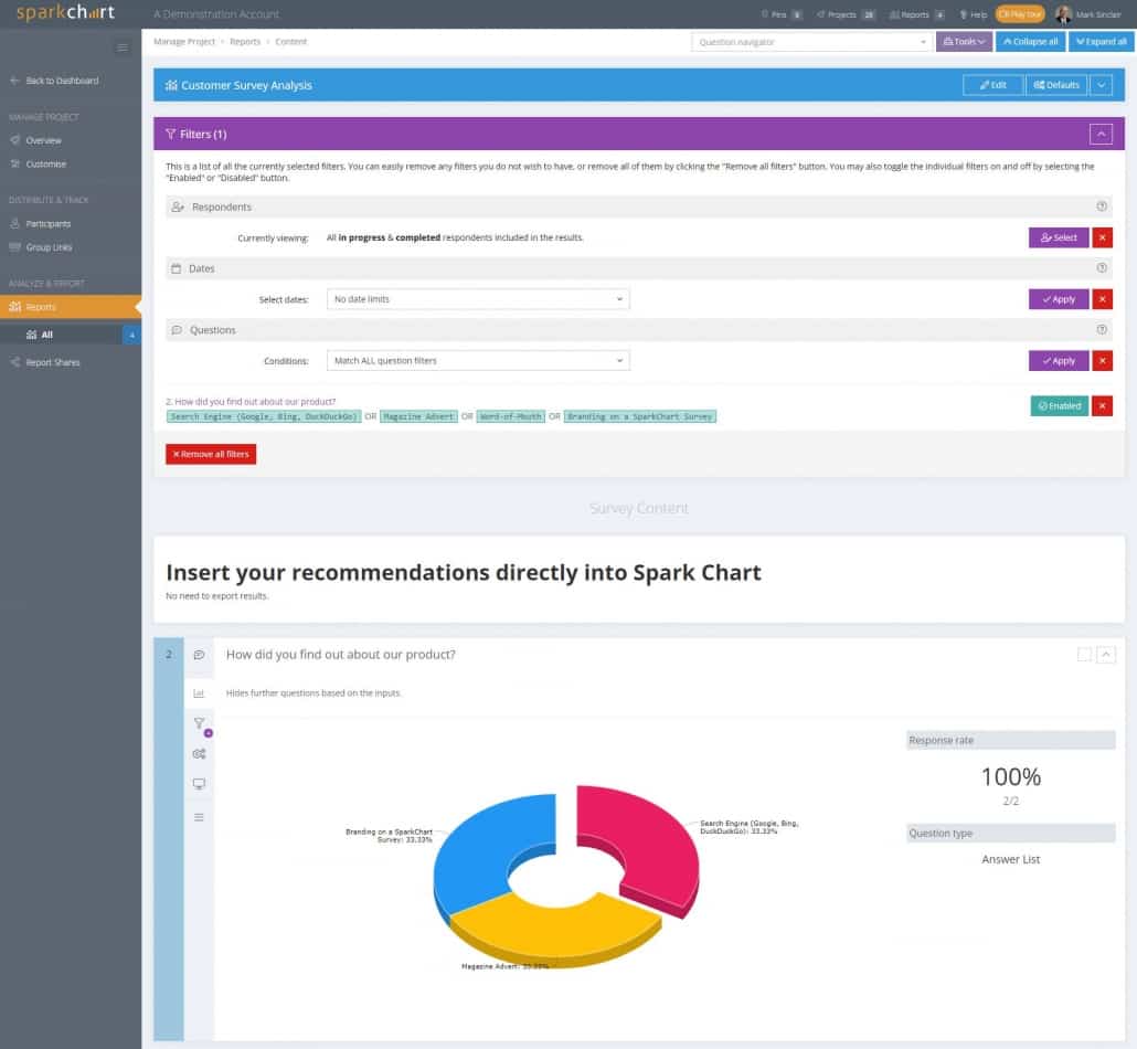 New Survey Software Features Spark Chart Survey Software Tool
